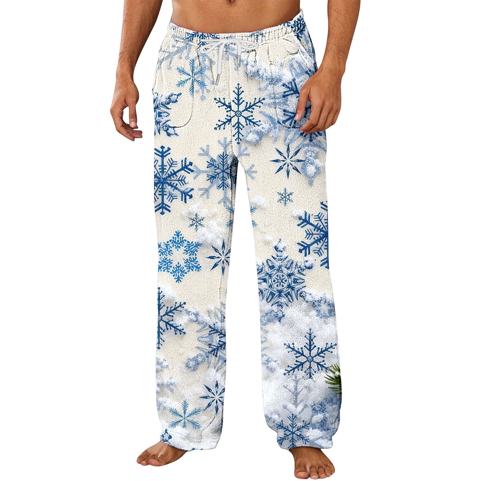 Men's Christmas Flannel Pajama Pants - Funny Holiday Print Loose Lounge ...