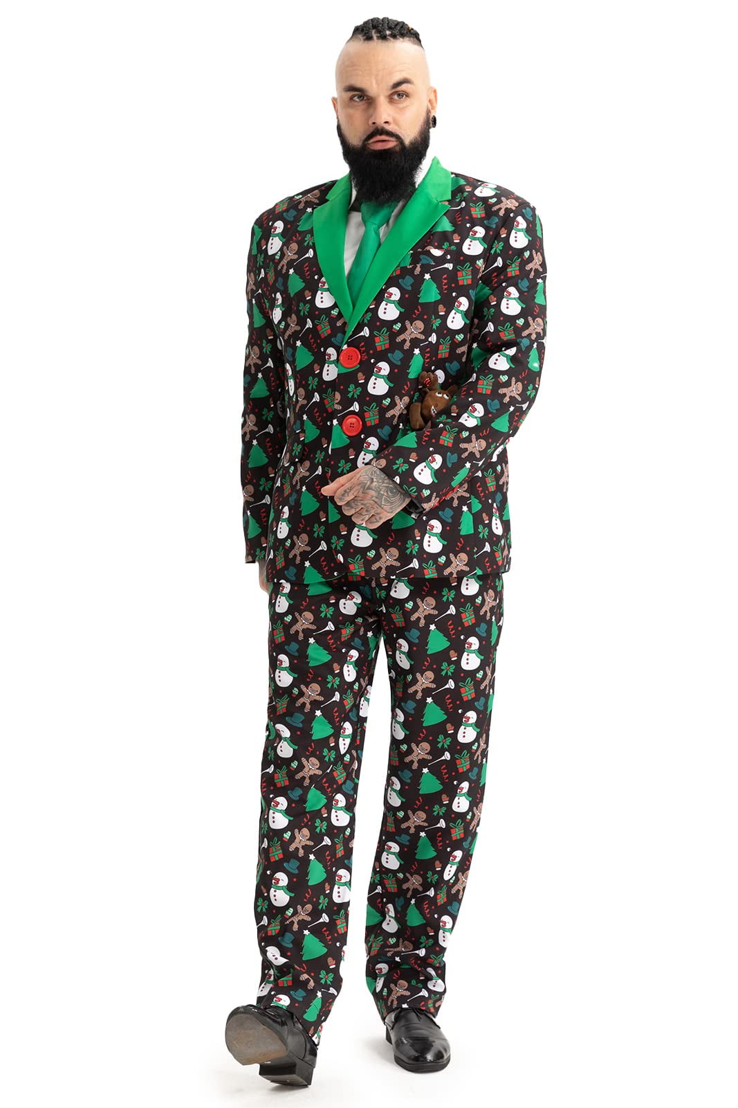 Men's Christmas Party Suit Funny Costume Novelty Xmas Jacket Trousers ...