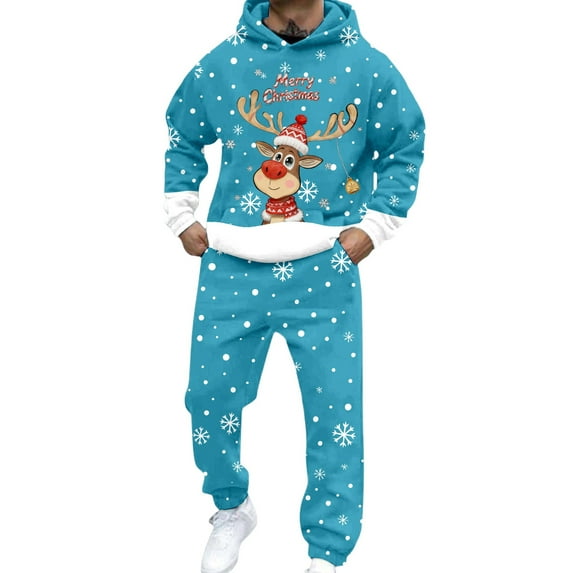 Men's Christmas Print Two Piece Outfit Festive Holiday Party Formal ...