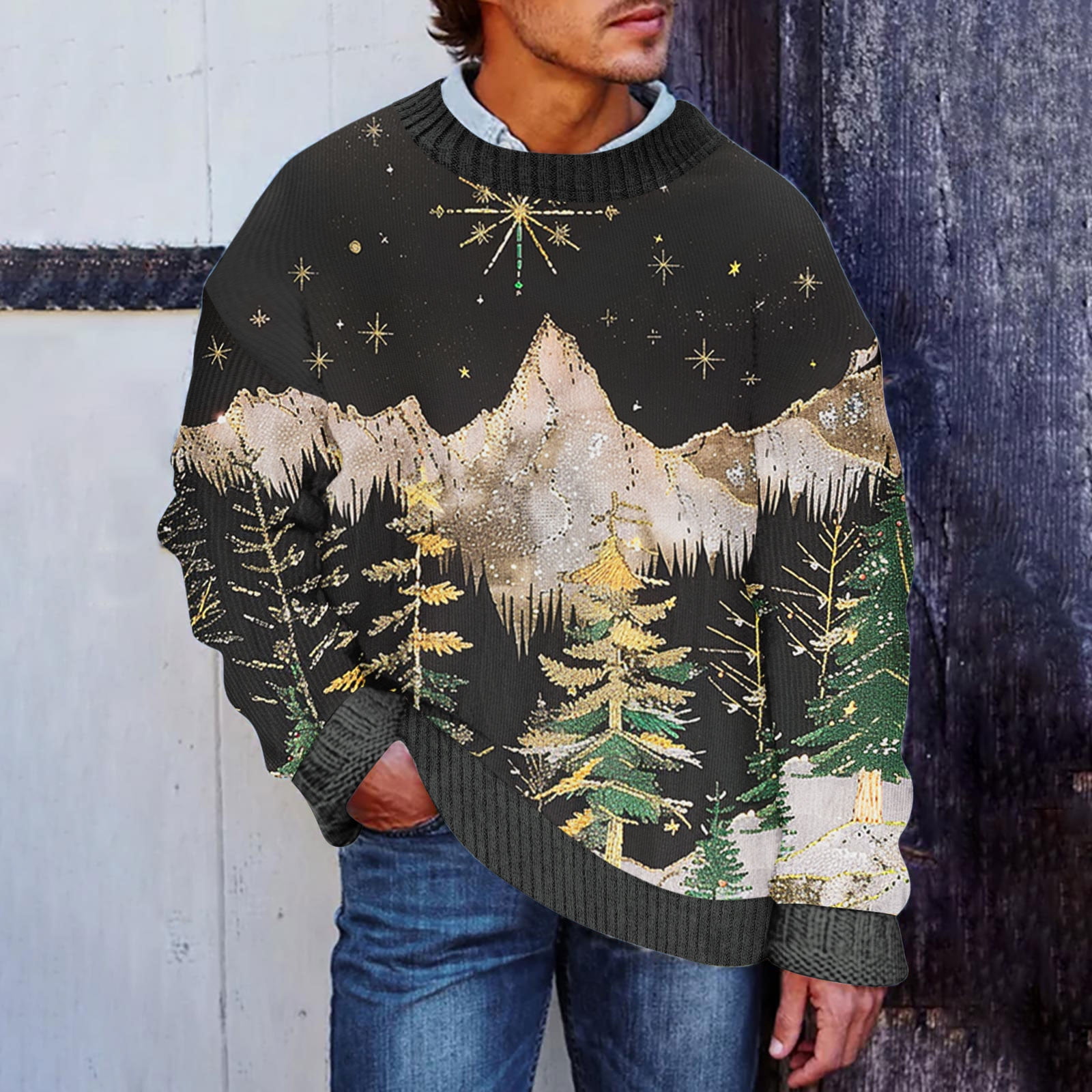 Men's Christmas Sweater Sweaters for Men Men's Christmas Tree Pattern ...