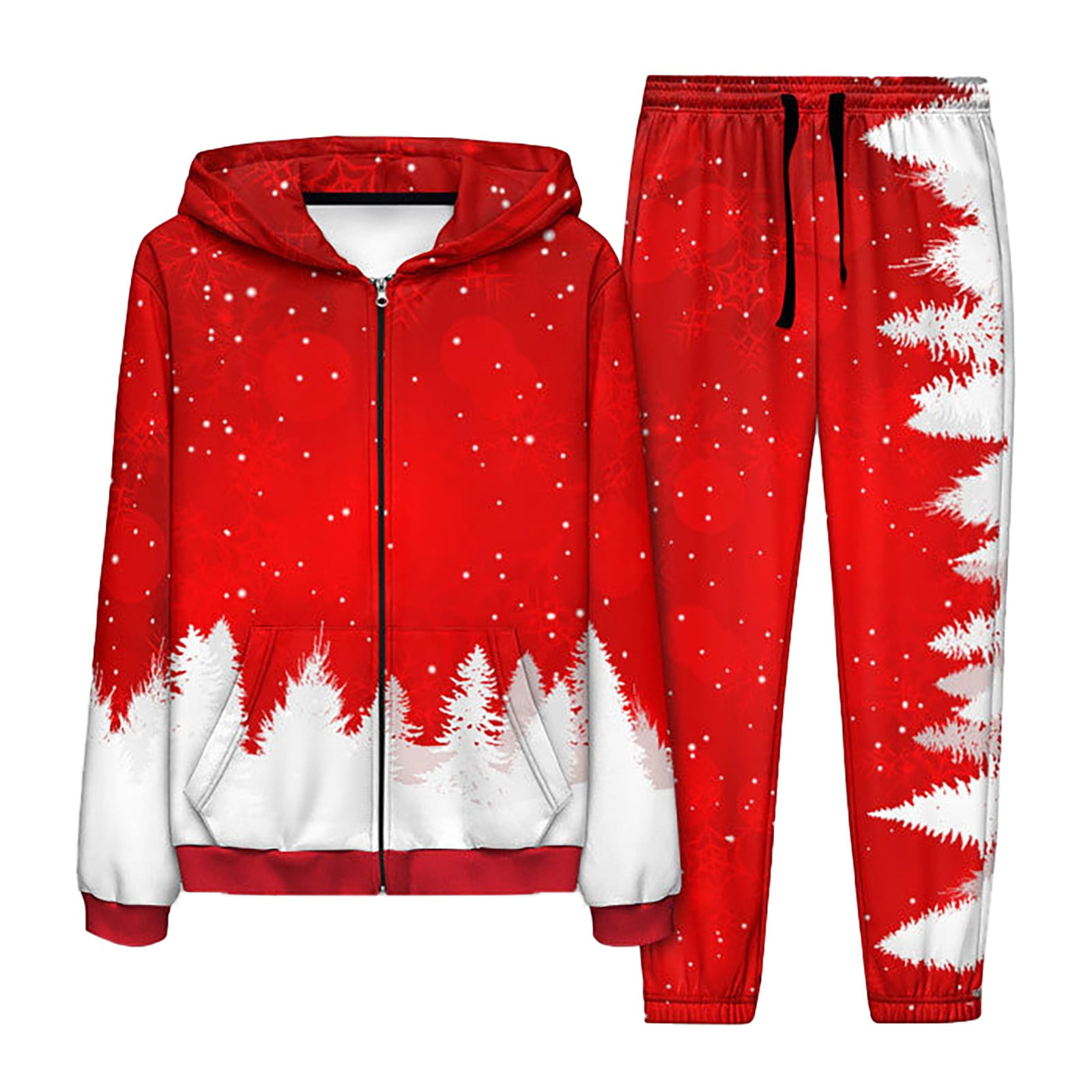 Men's Christmas Tracksuit 2 Piece Outfits Gym Hoodies Sweatpants Set ...