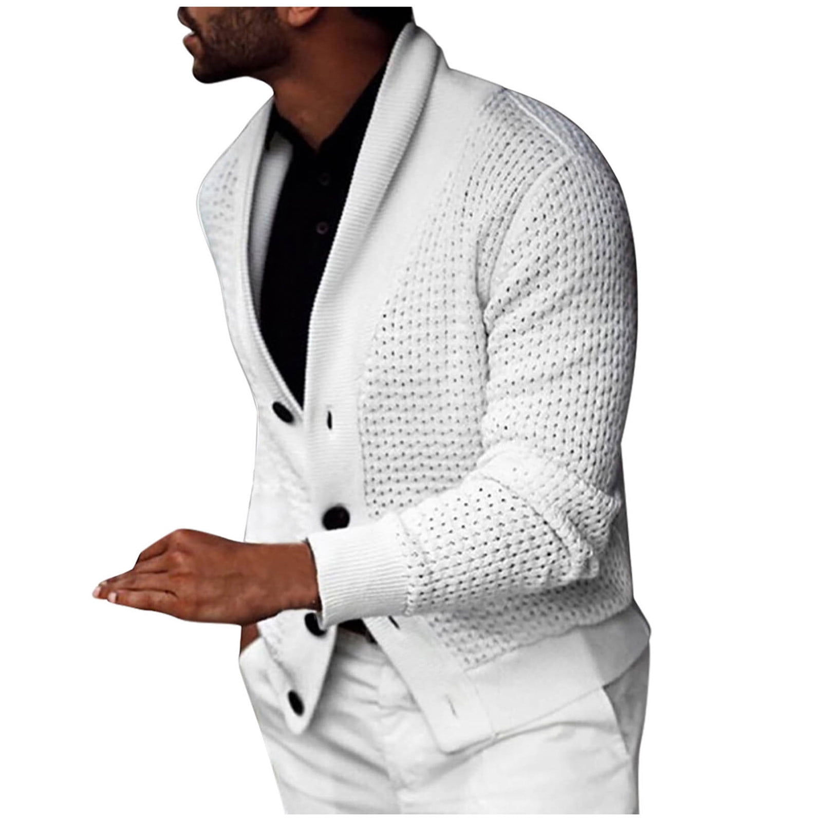Men's Chunky Knit Sweater Cardigan Outerwear Cable Knitted Wool Loose ...