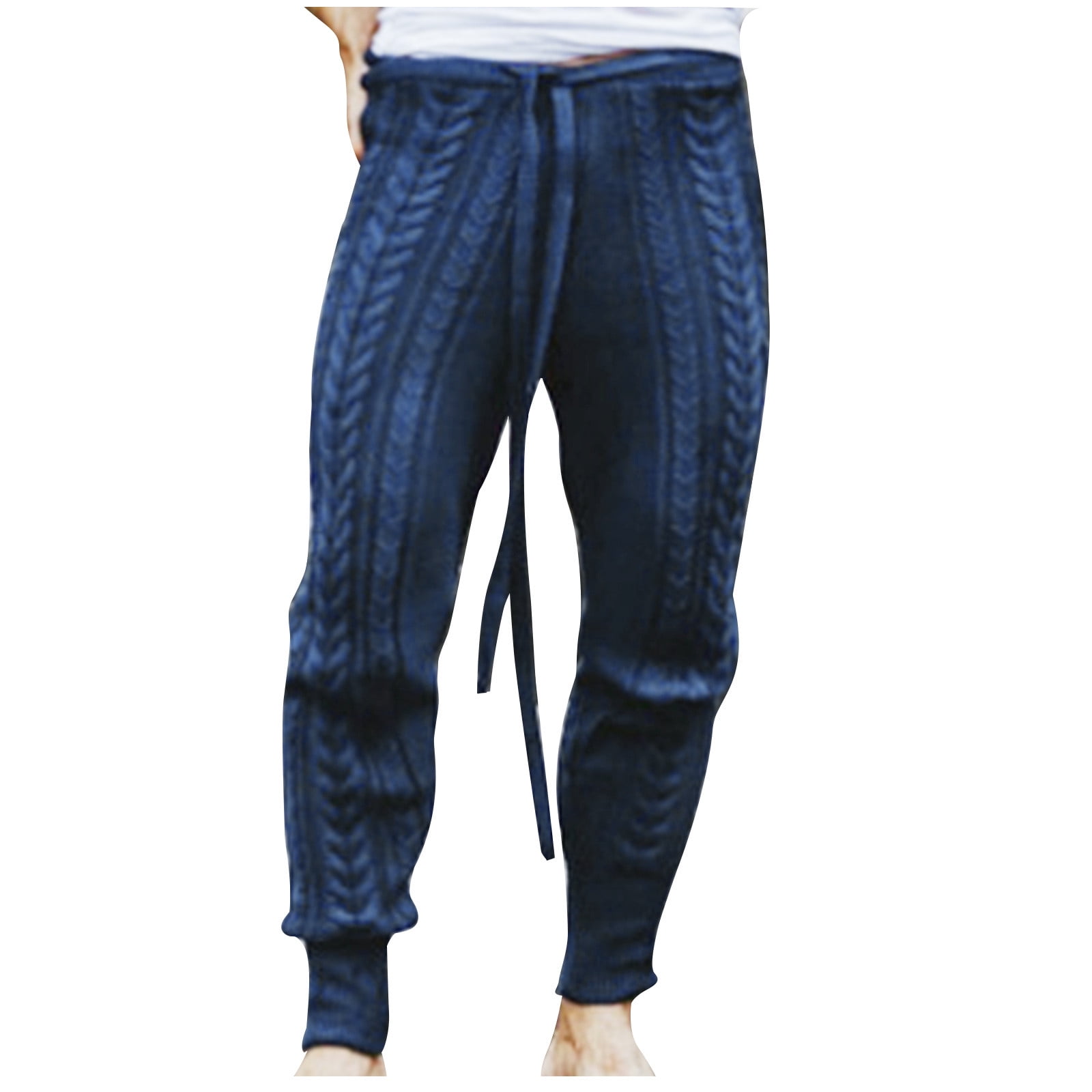 Men's Chunky Knit Sweater Pants Long Knit Harem Pants Jogging Pants ...