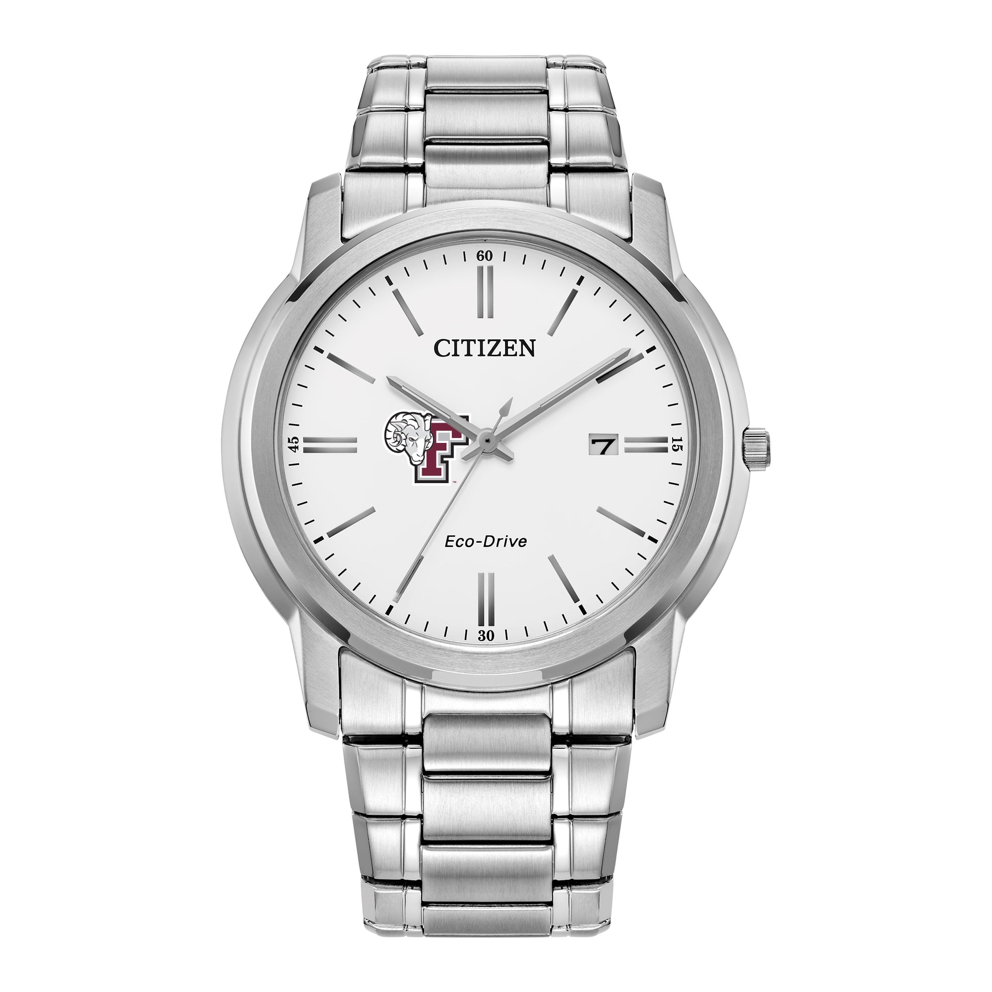 Men's Citizen Watch Silver Fordham Rams Eco-Drive White Dial Stainless ...