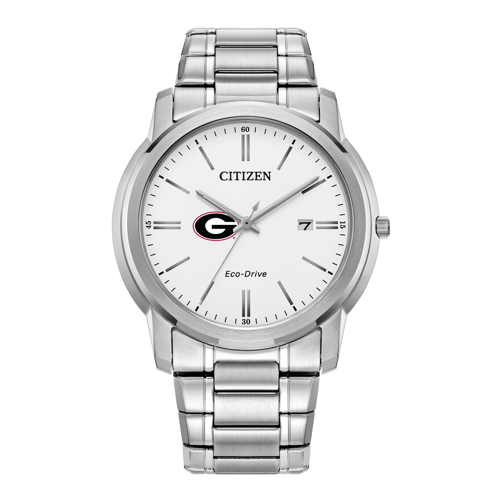 Men's Citizen Watch Silver Georgia Bulldogs Eco-Drive White Dial ...