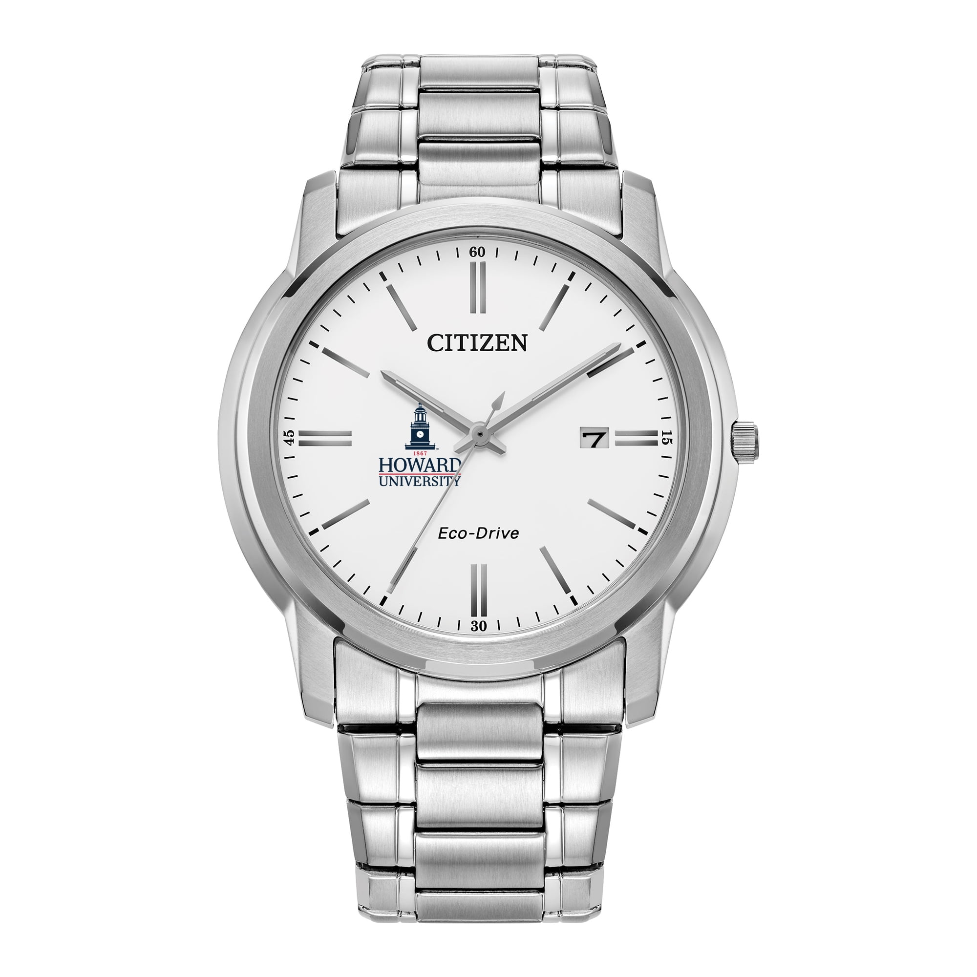 Men's Citizen Watch Silver Howard Bison Eco-Drive White Dial Stainless ...