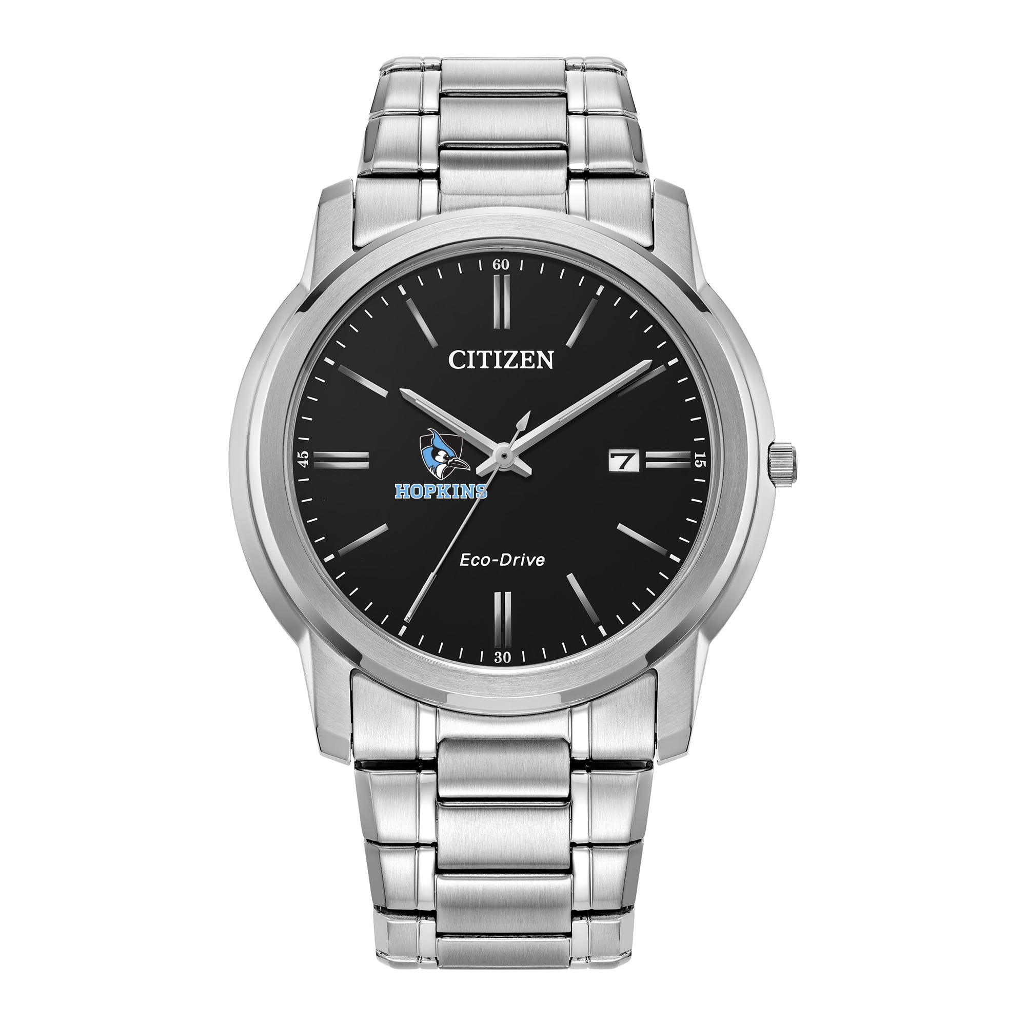 Men's Citizen Watch Silver Johns Hopkins Blue Jays Eco-Drive Black Dial ...