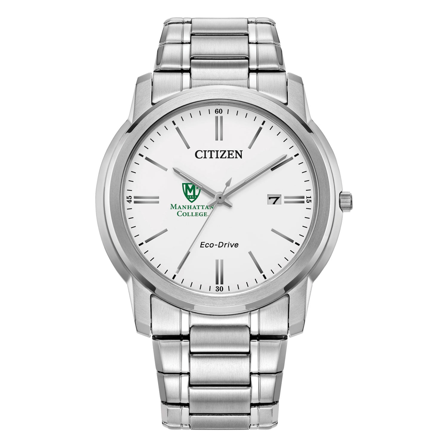 Men's Citizen Watch Silver Manhattan Jaspers Eco-Drive White Dial ...