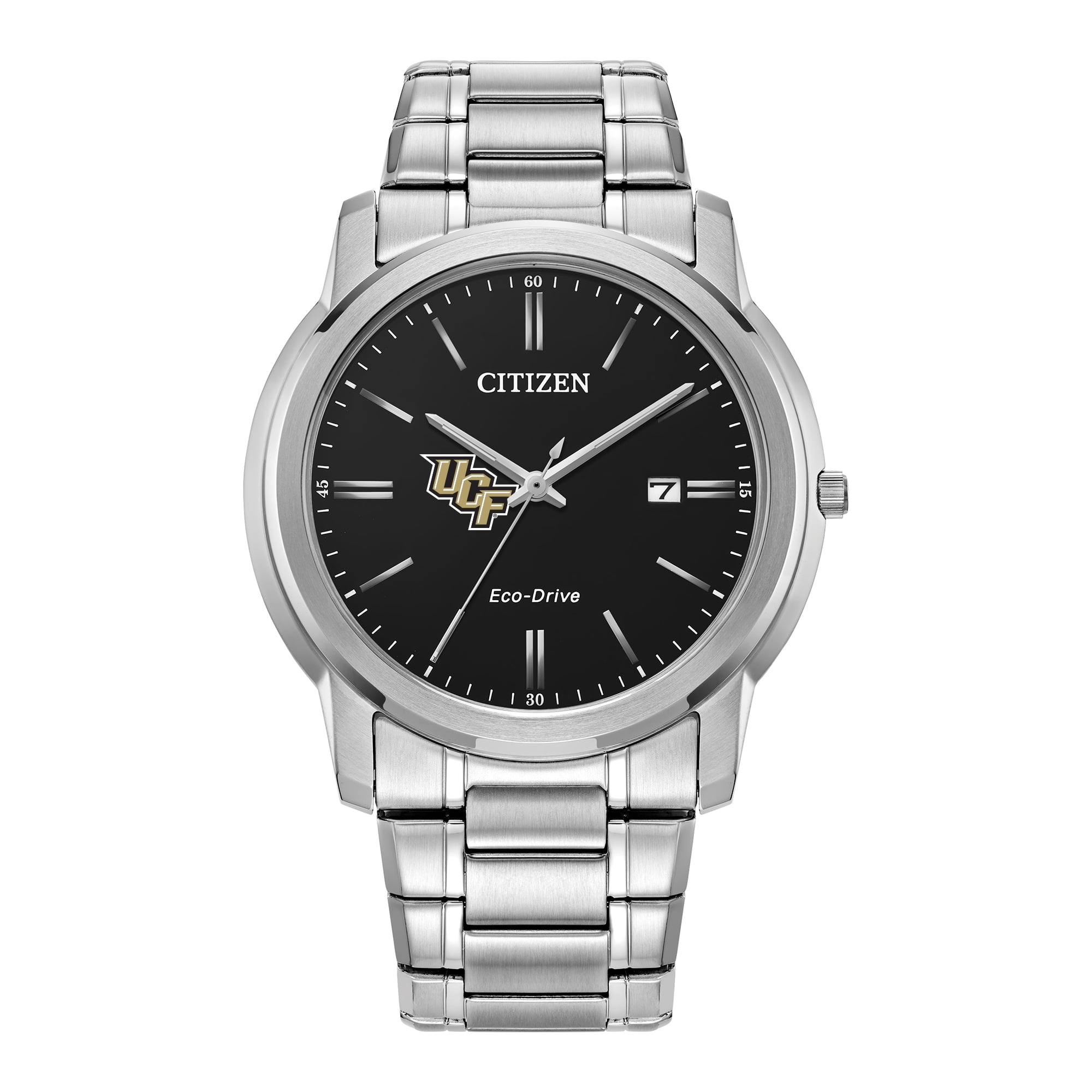 Men's Citizen Watch Silver UCF Knights Eco-Drive Black Dial Stainless ...