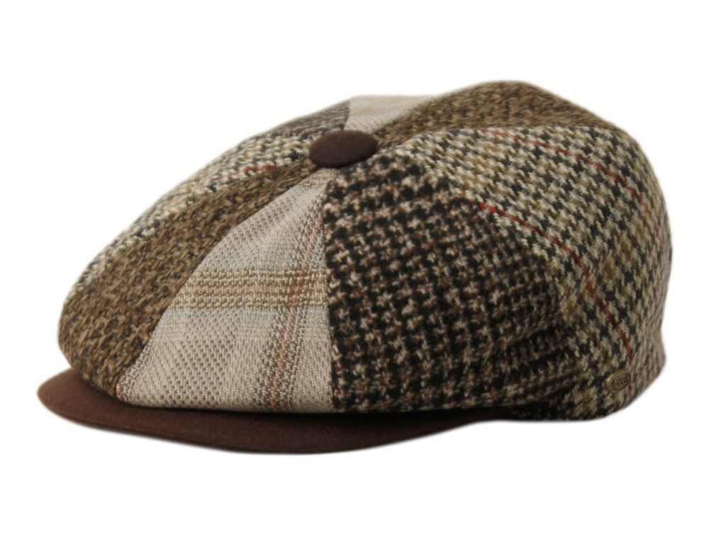 Men's Classic 8 Panel Patchwork Wool Blend Newsboy Ivy Cap Snap Brim ...
