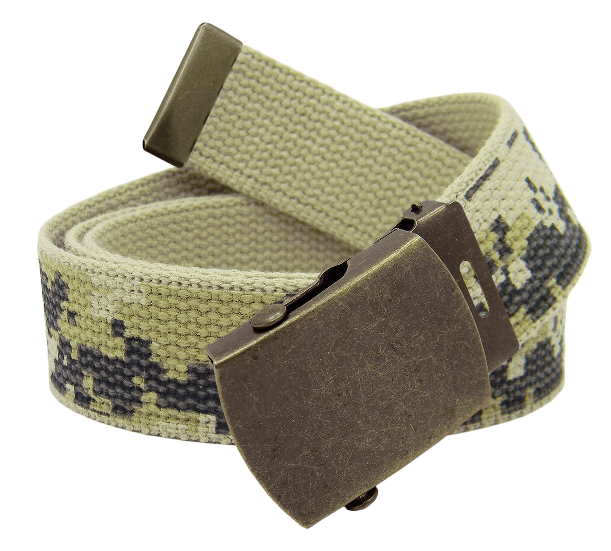 Men's Classic Antique Gold Military Slider Belt Buckle with Canvas Web ...