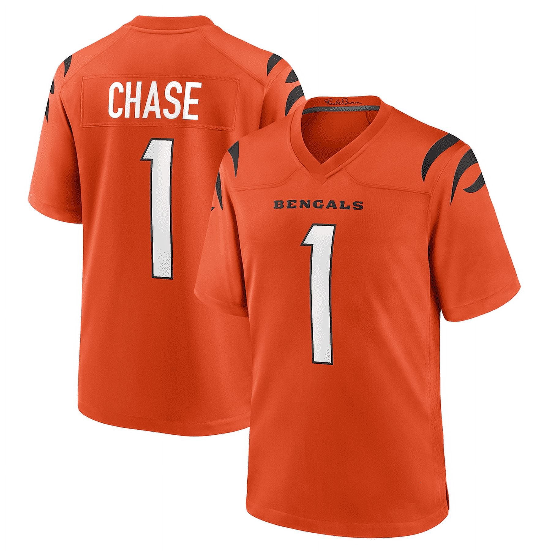 Men's Classic Bengals Ja'Marr Chase#1 Players Jersey Football Team Logo ...