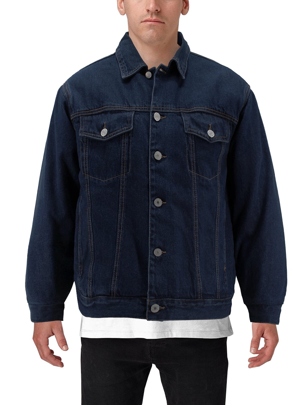 Men’s Classic Blue Button Up Casual Jean Sherpa Lined Cotton Denim ...