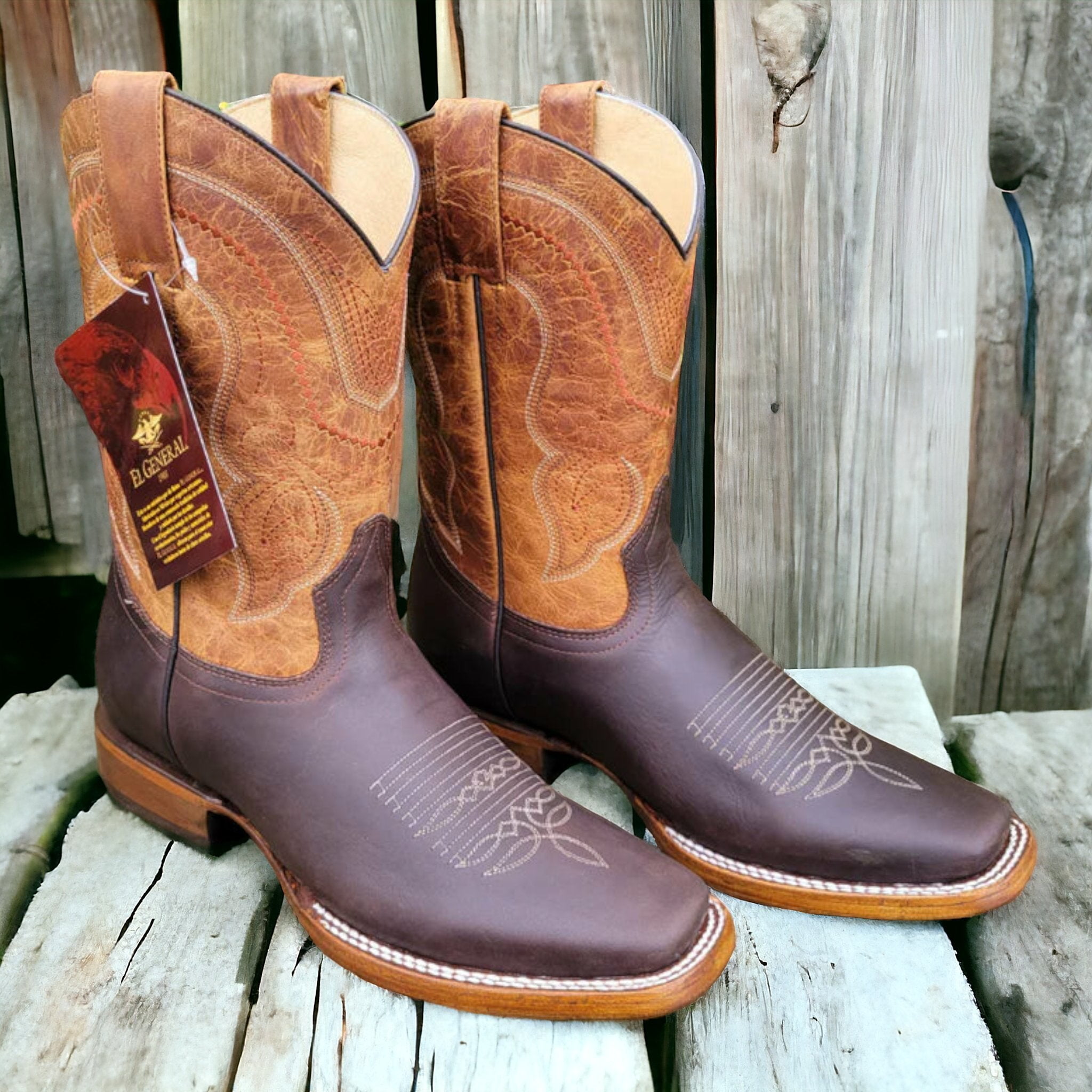 Men's Classic Bovine Choco Leather Rodeo Boots 'El General' Choco Color ...