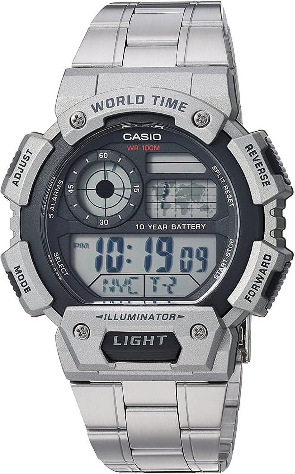 Men's Classic Digital World Time Bracelet Watch, Silver - AE1400WHD-1AV - Walmart.com