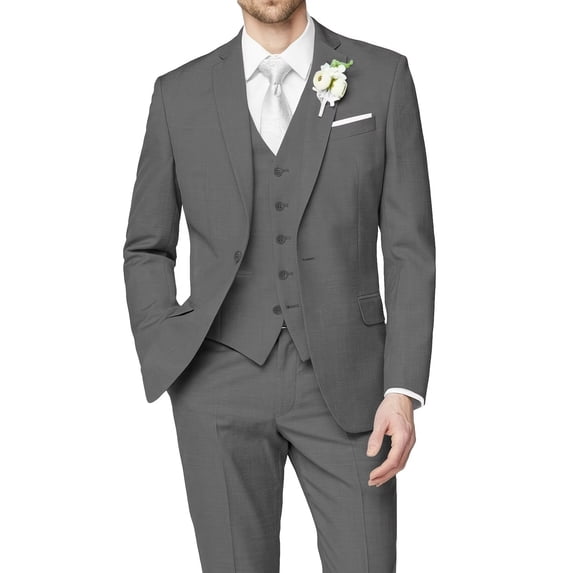 Men's Classic Fit 2 Piece Suit, One Button Notched Lapel Solid Formal ...