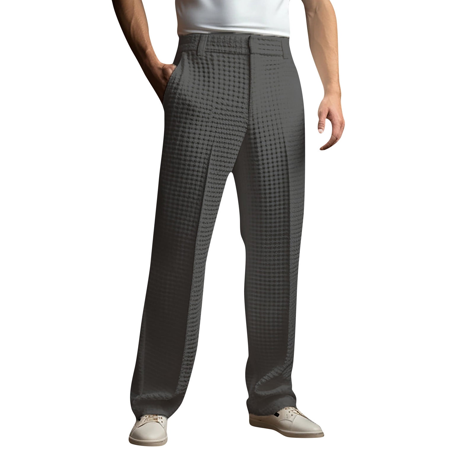 Men's Classic Fit Houndstooth Pattern Dress Pants Comfortable, Stylish ...