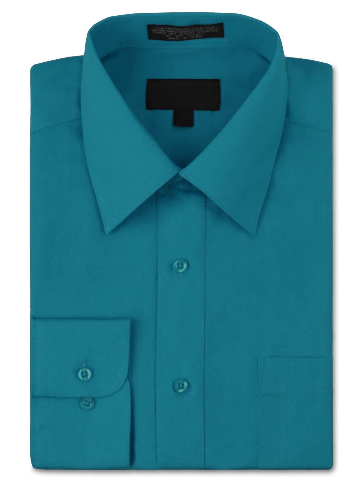 VKWEAR Men's Classic Fit Long Sleeve Button Down Dress Shirt, Teal Blue ...