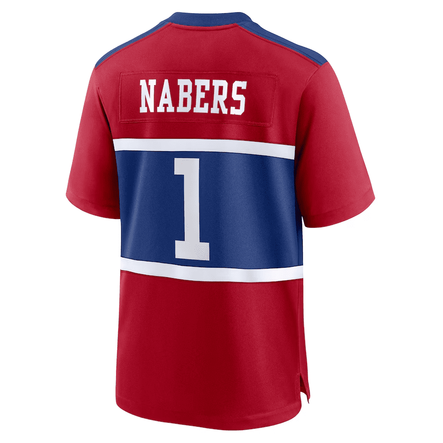 Men's Classic Giants Malik Nabers#1 Players Jersey Football Team Logo ...