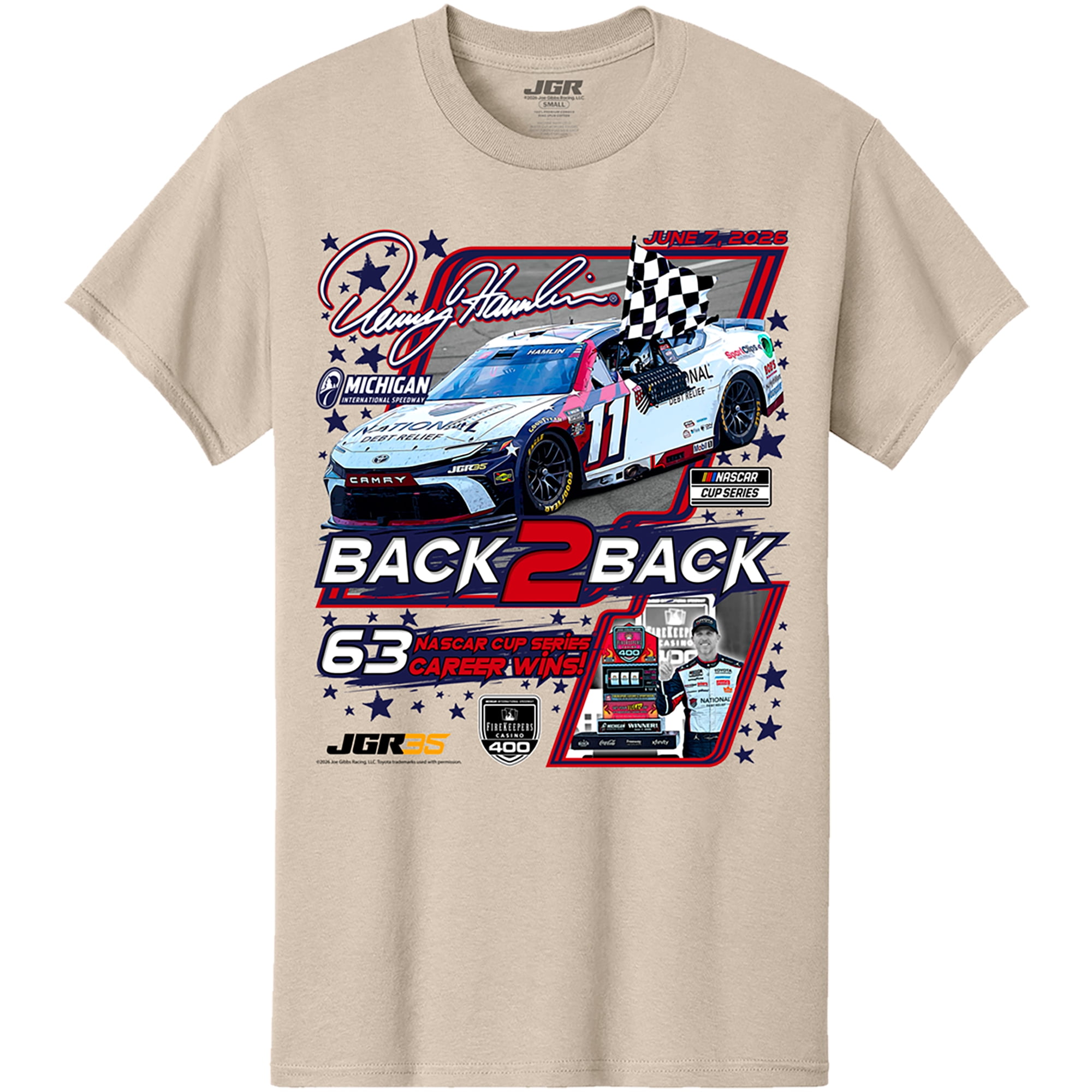 Men's Classic Ink Cream Denny Hamlin 2026 FireKeepers Casino 400 Race ...