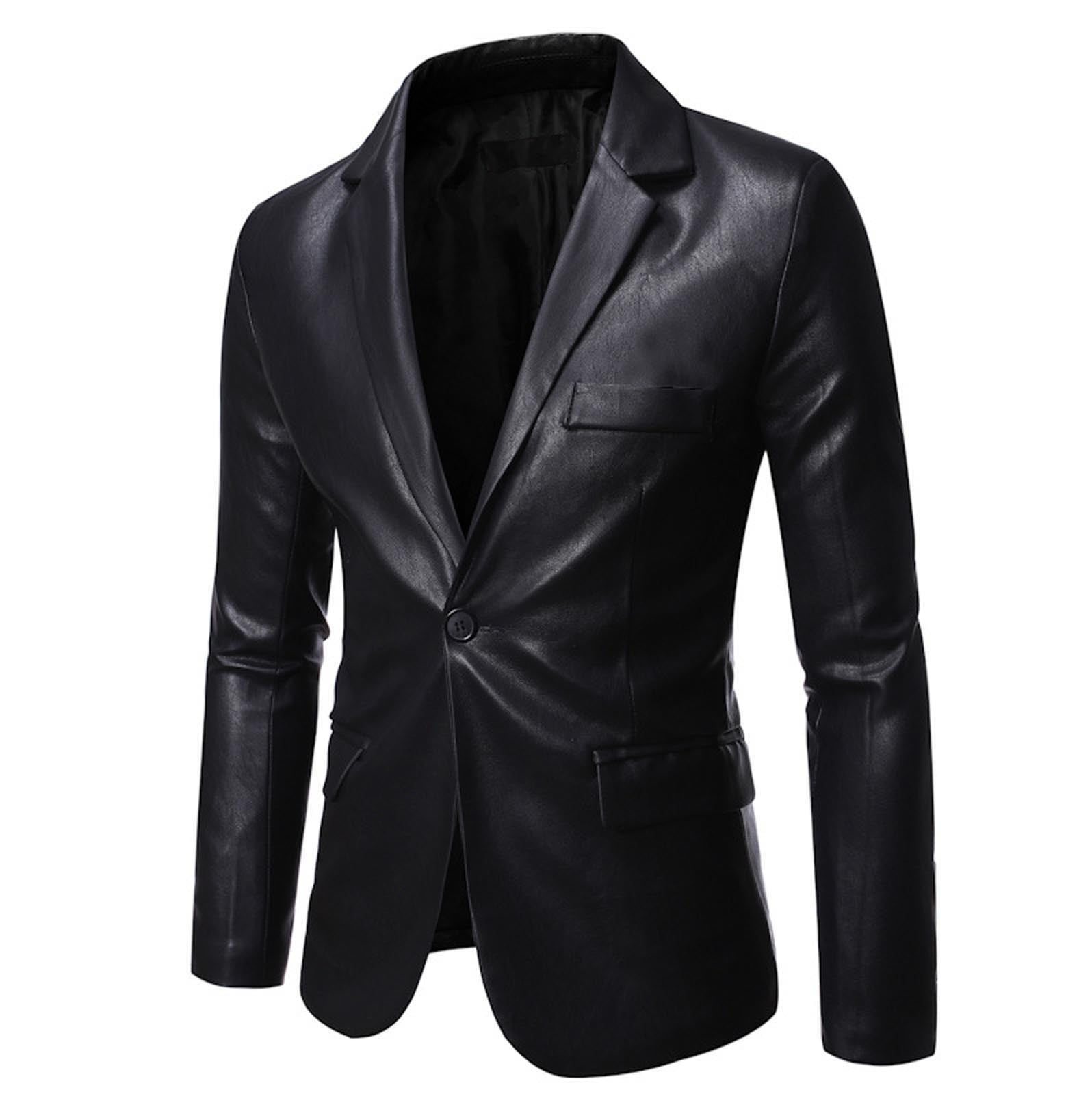 Men's Classic Leather Suit Jacket Lambskin Sports Suit Jacket New ...