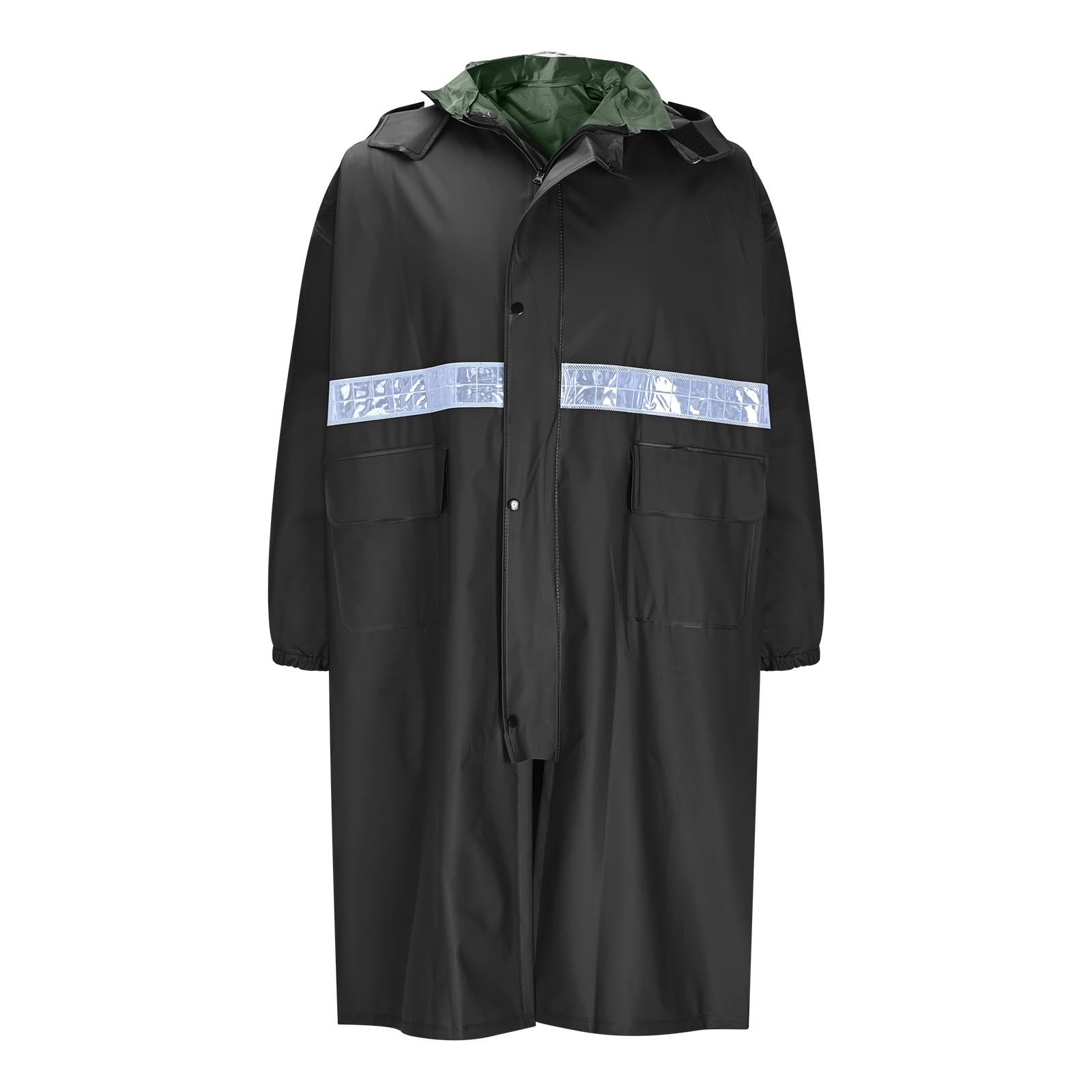 Men's Classic Raincoat PVC Waterproof Hi Vis Reflective Long Rain ...