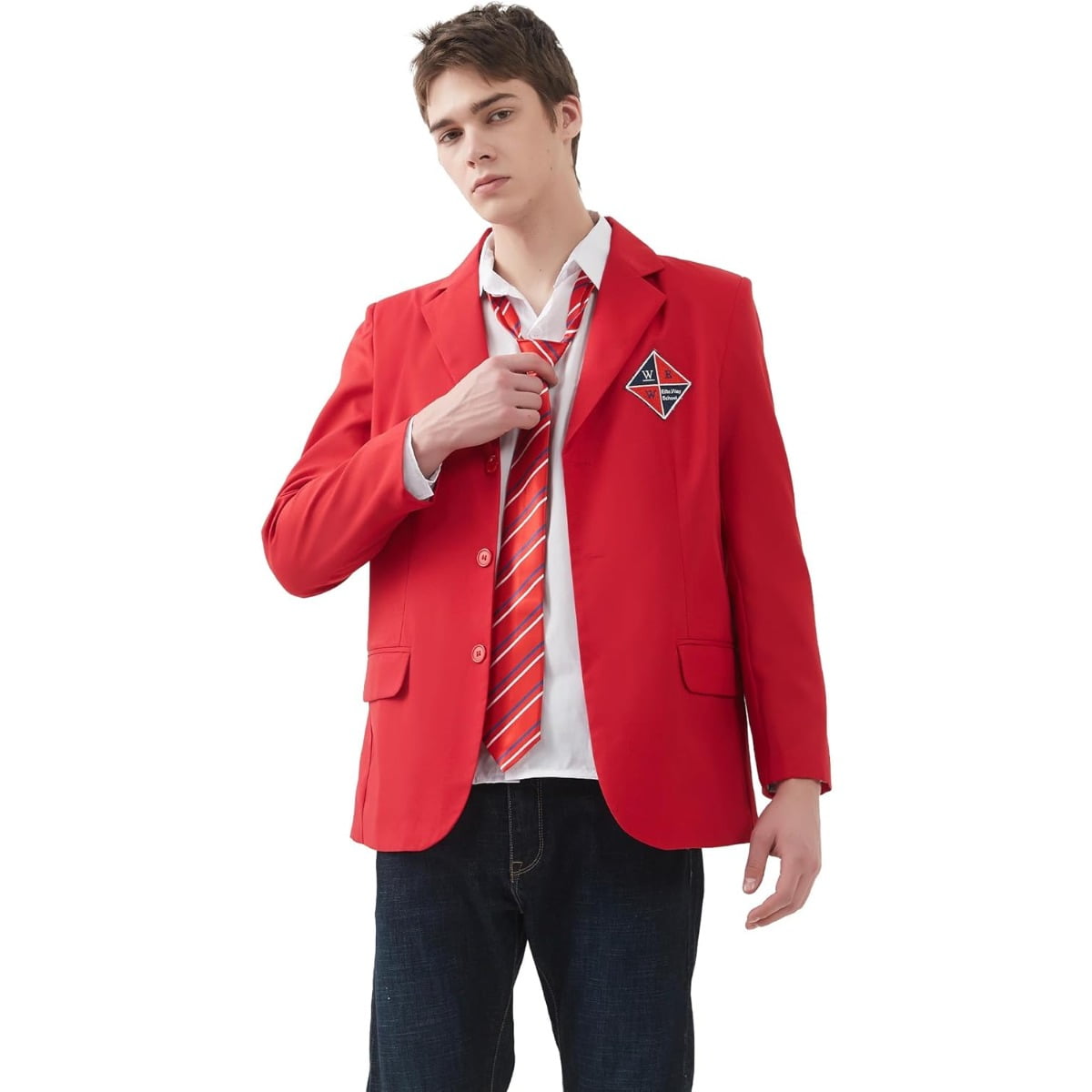 Men's Classic Red Rebelde School Uniform Set - Prep-Style Blazer Outfit ...