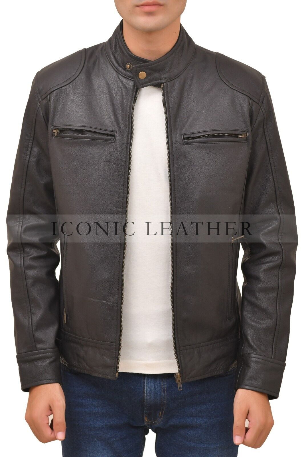 Men’s Classic Rider GENUINE Leather Jacket - Walmart.com