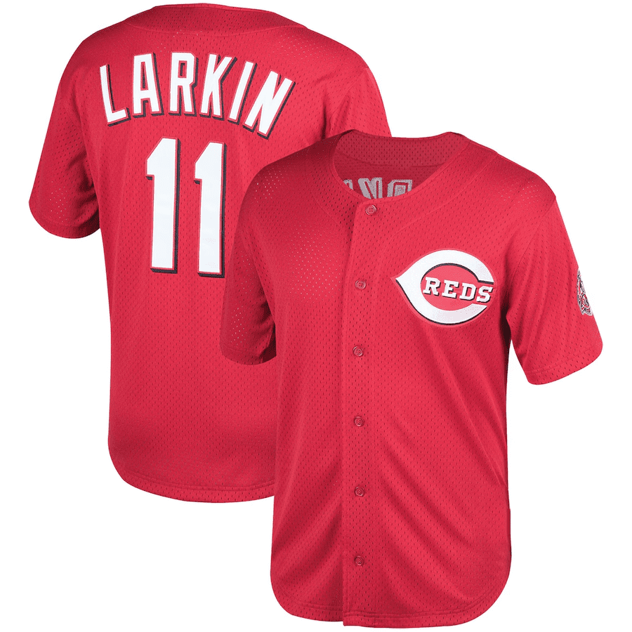 Men's Classic Season Reds Barry Larkin#11 Jersey Baseball Team Sewn ...