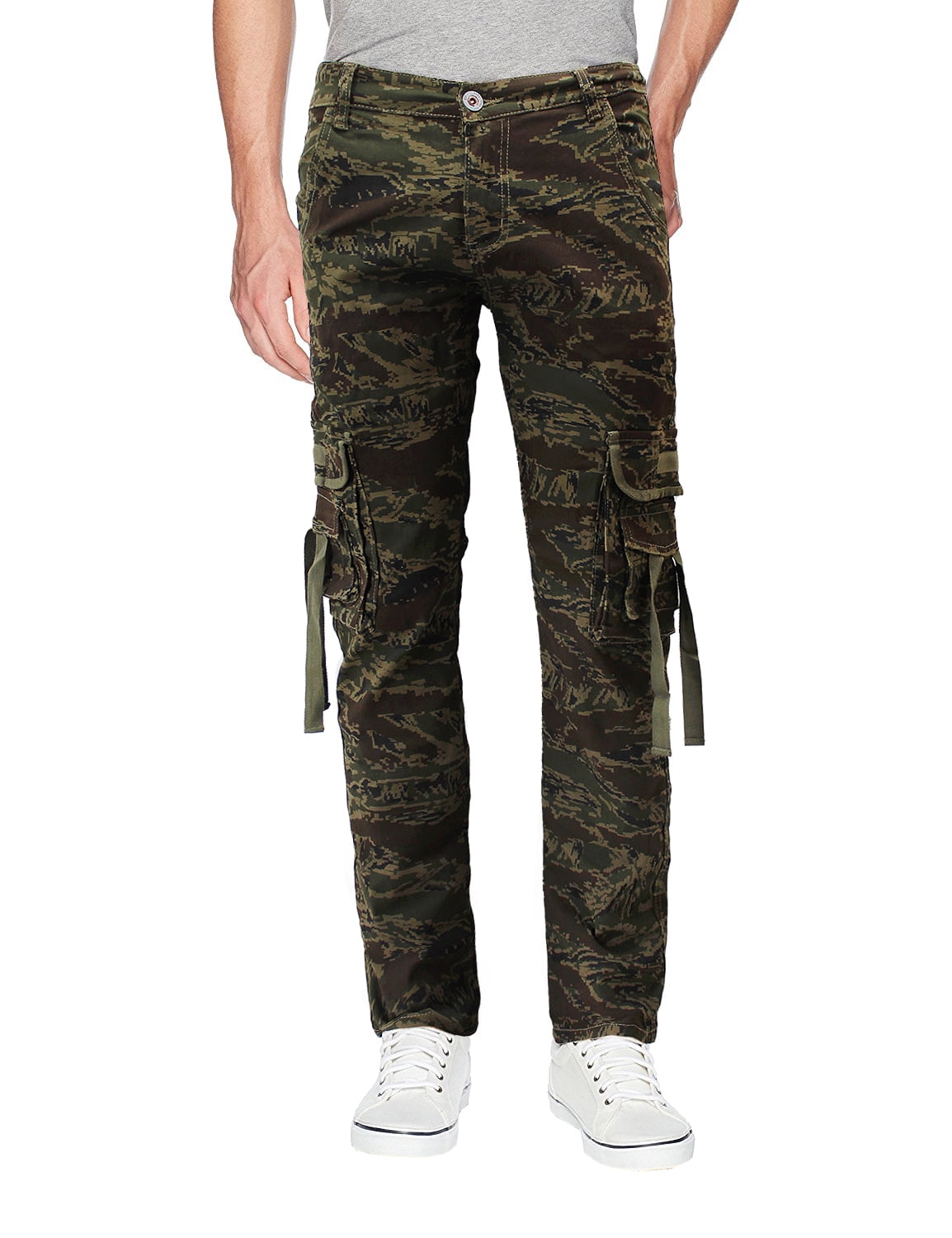 Men's Classic Slim Fit Army Camouflage Pattern Stretch Denim Cargo Jean ...