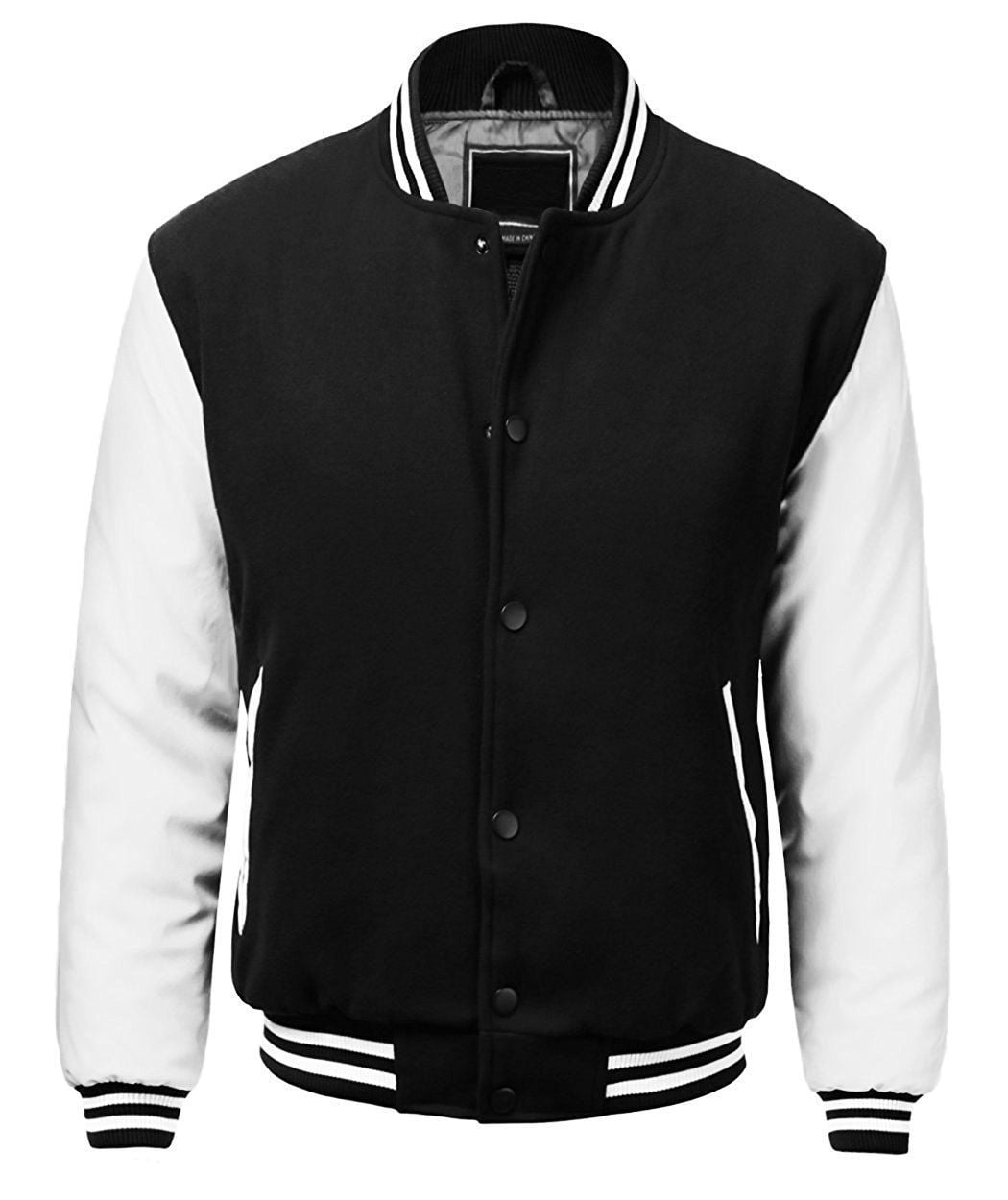 Men's Classic Snap Button Vintage Baseball Letterman Varsity Jacket ...