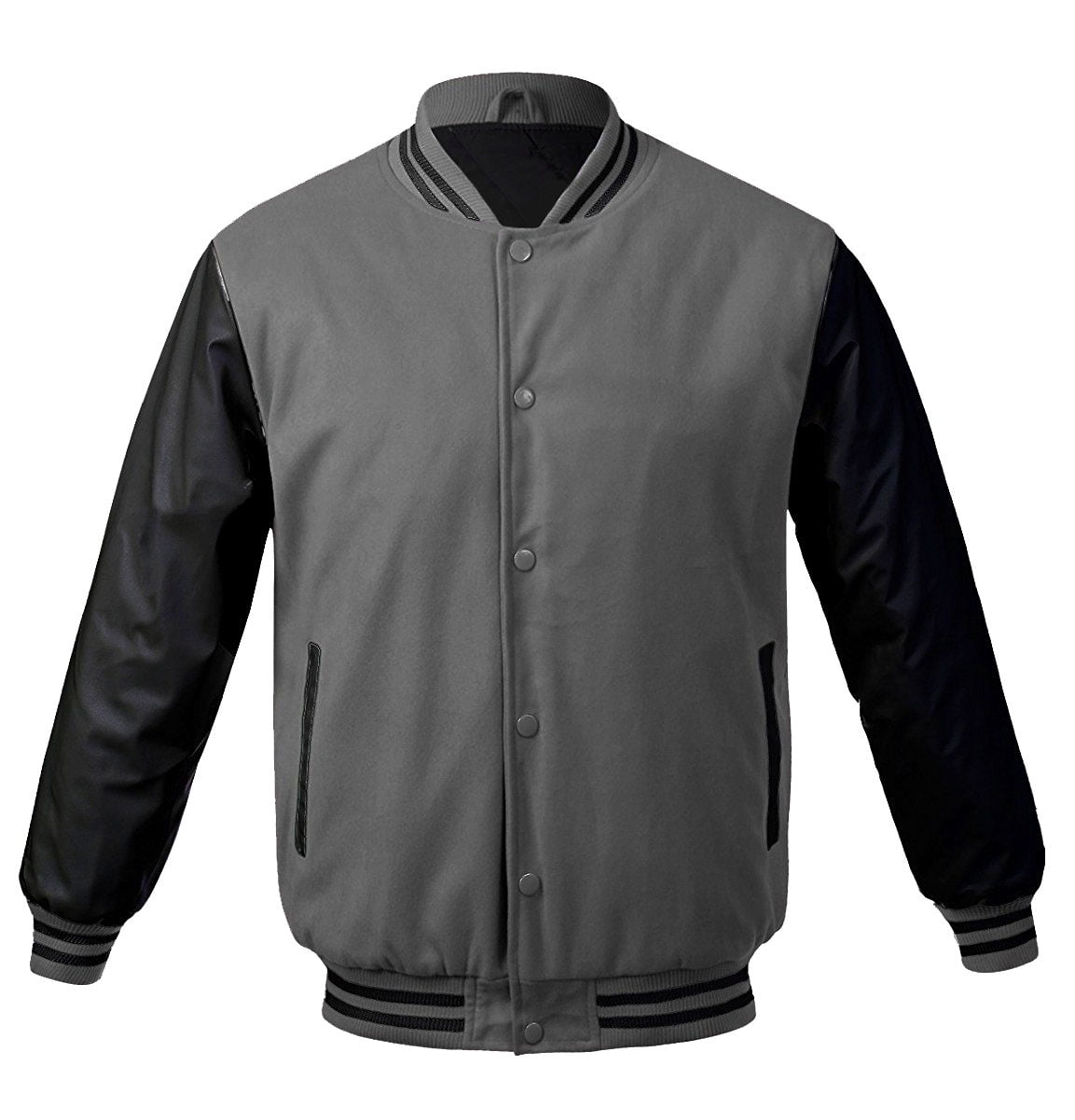 Men's Classic Snap Button Vintage Baseball Letterman Varsity Jacket ...