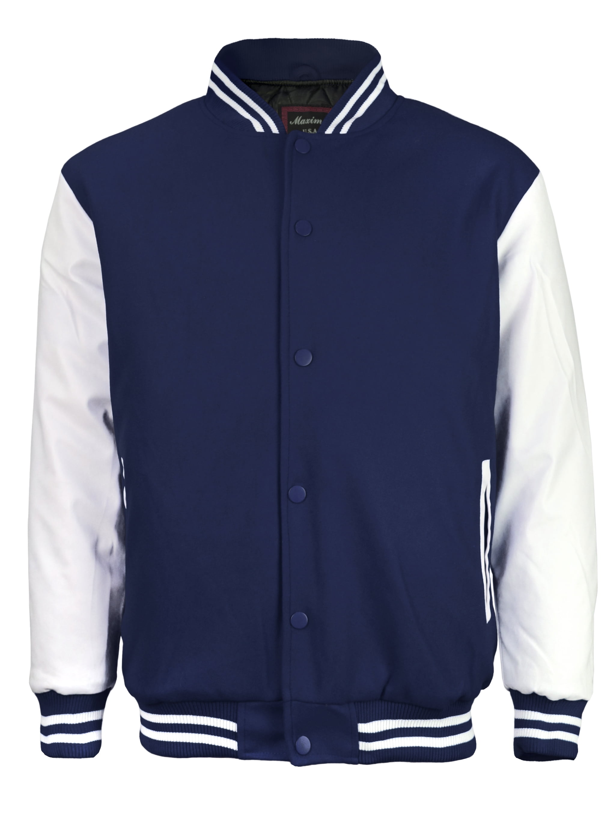 Men's Classic Snap Button Vintage Baseball Letterman Varsity Jacket ...