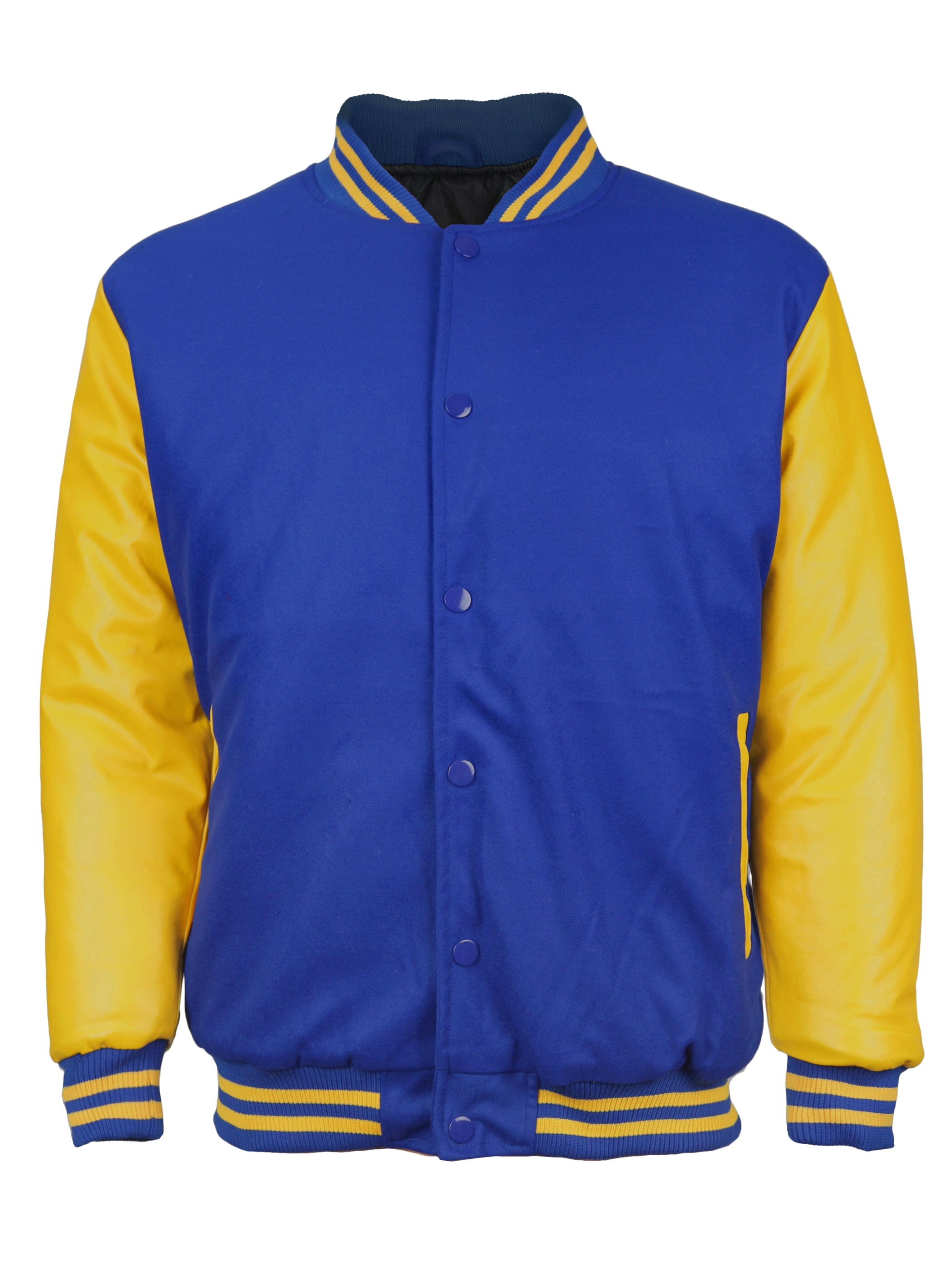 Men's Classic Snap Button Vintage Baseball Letterman Varsity Jacket ...