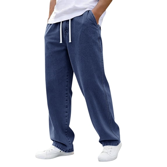 Men's Classic Straight Stretch Jean Relaxed Fit Comfort Flex Waist ...