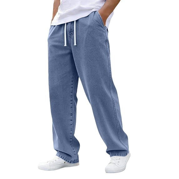 Men's Classic Straight Stretch Jean Relaxed Fit Comfort Flex Waist ...