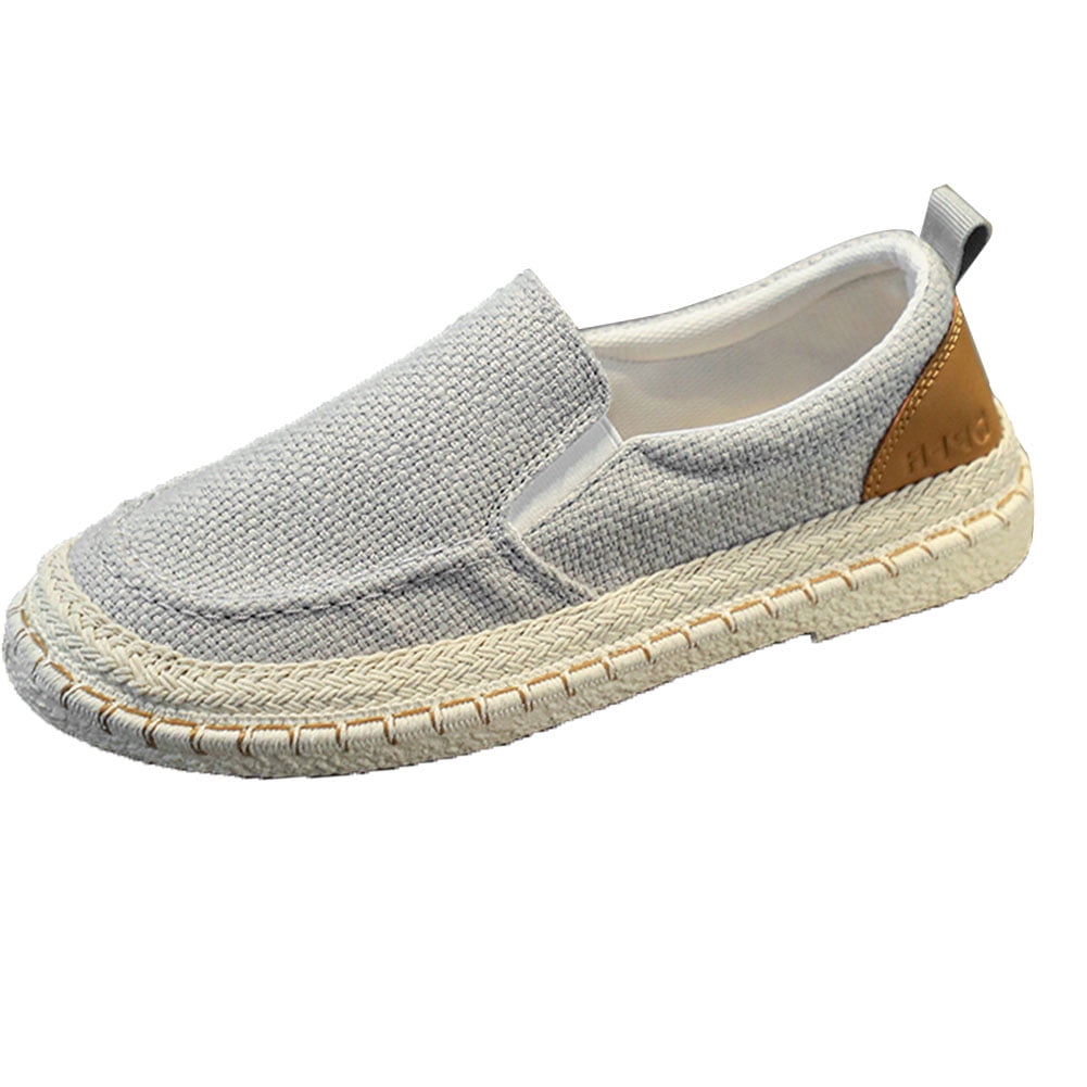 Men's Classic Suede Canvas Round Cap Toe Espadrilles Loafers Slip On ...