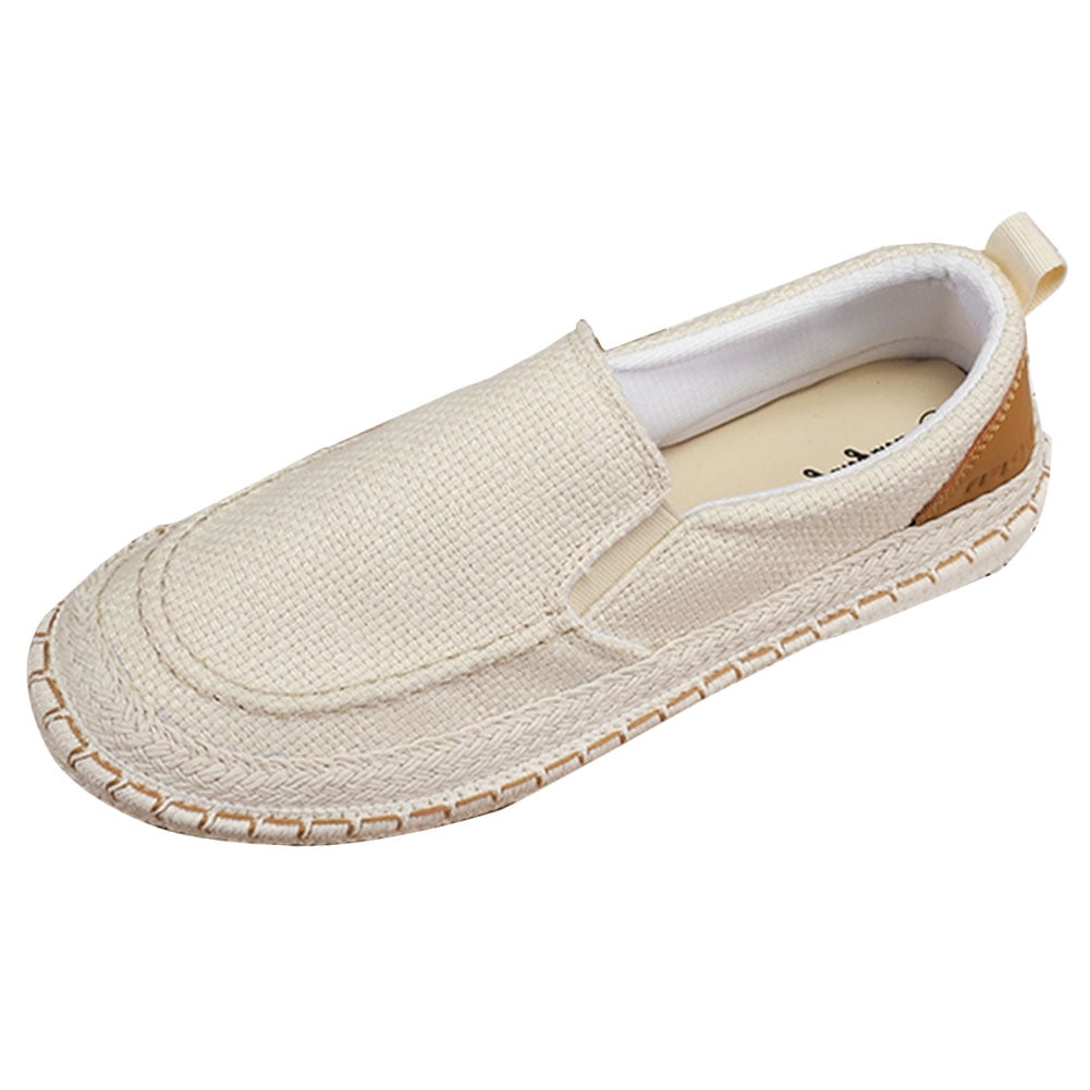 Men's Classic Suede Canvas Round Cap Toe Espadrilles Loafers Slip On ...