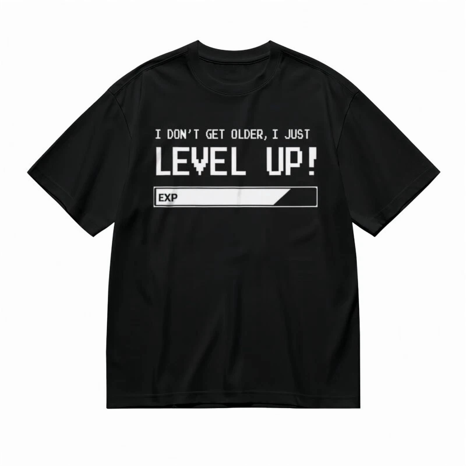 Men's Classic T-Shirt Bold Level Up Pixel Art Text with XP Bar Graphic ...