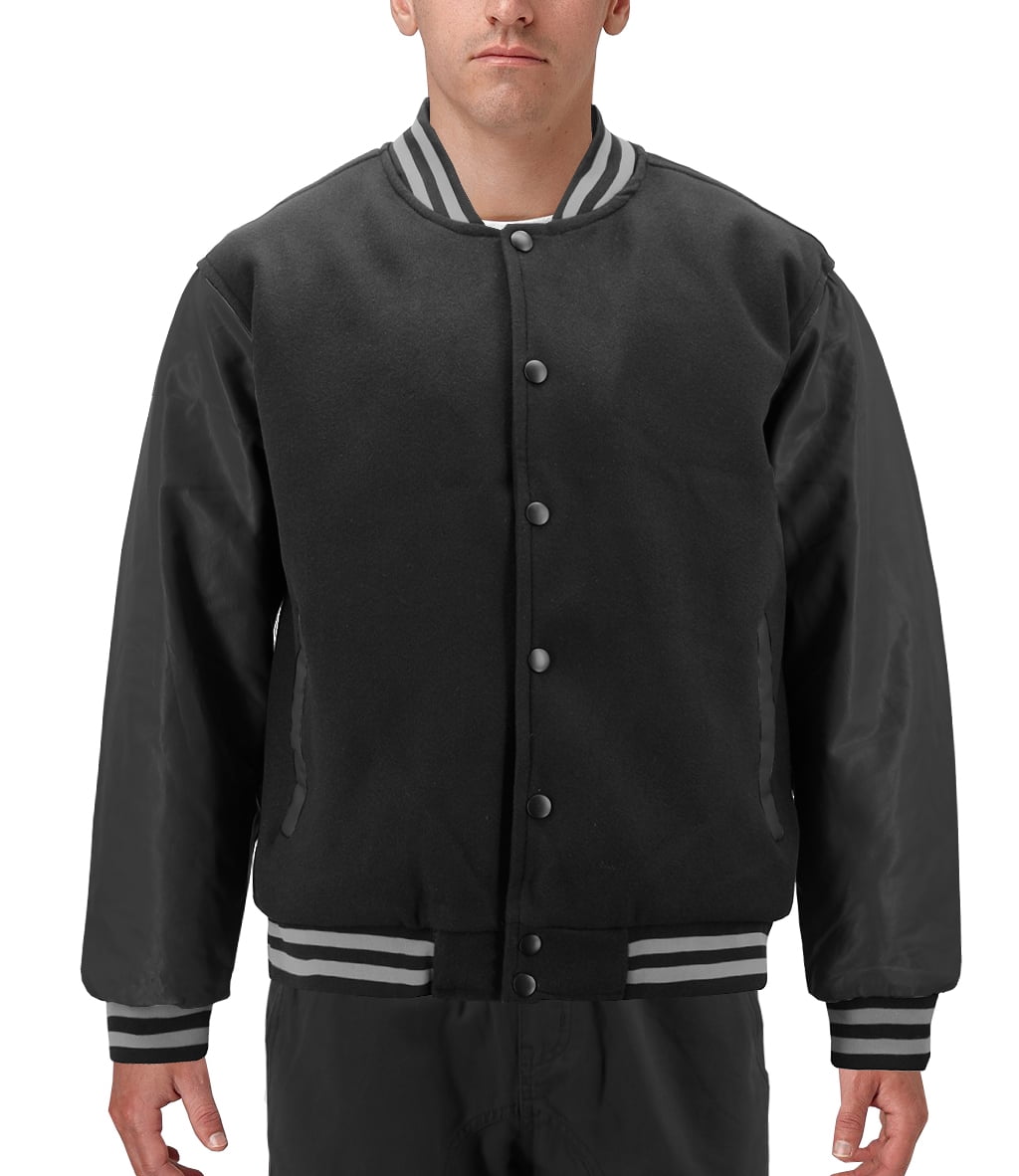 Men's Classic Two Tone Snap Button College Sports Letterman Varsity ...