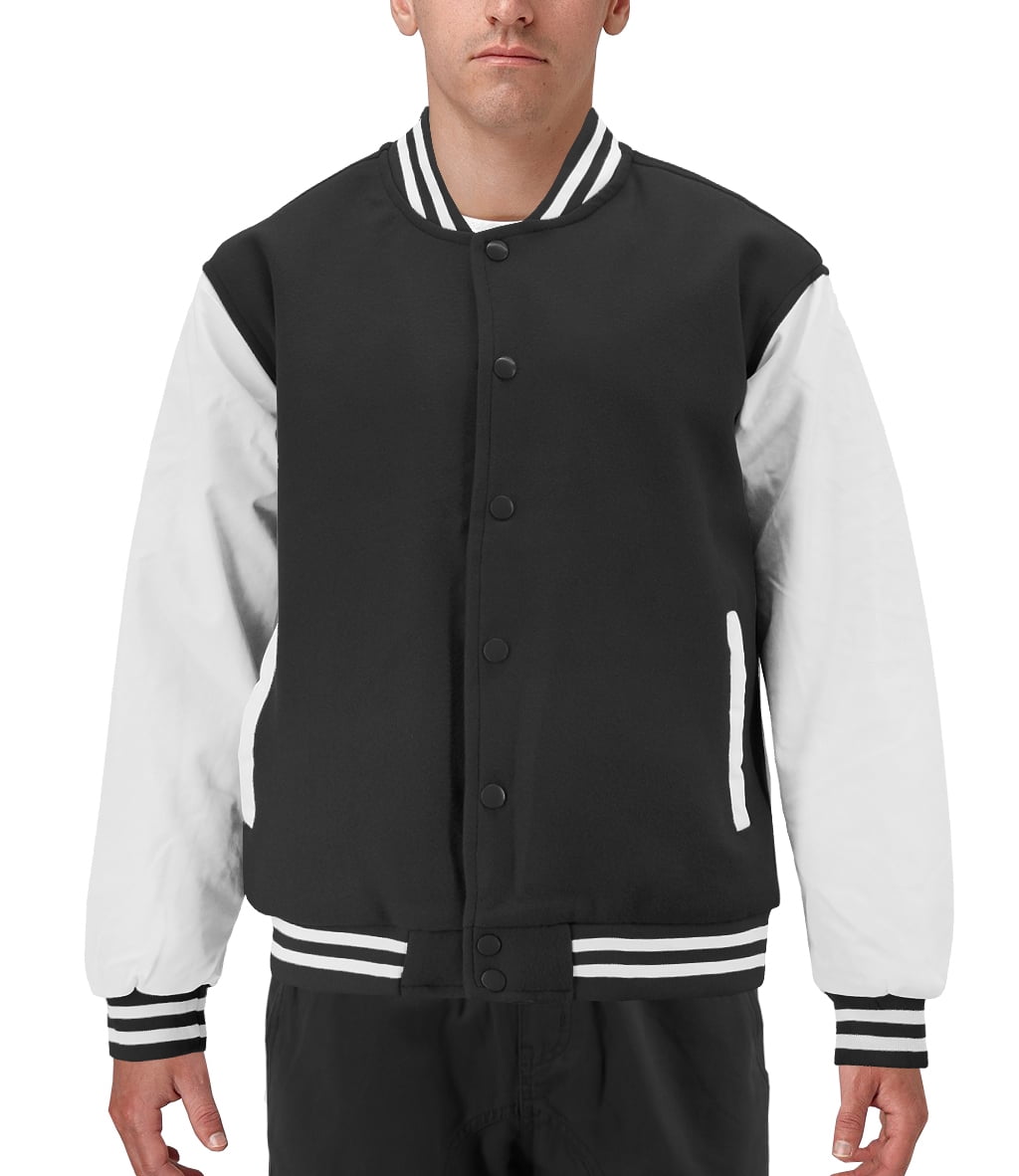 Men's Classic Two Tone Snap Button College Sports Letterman Varsity ...