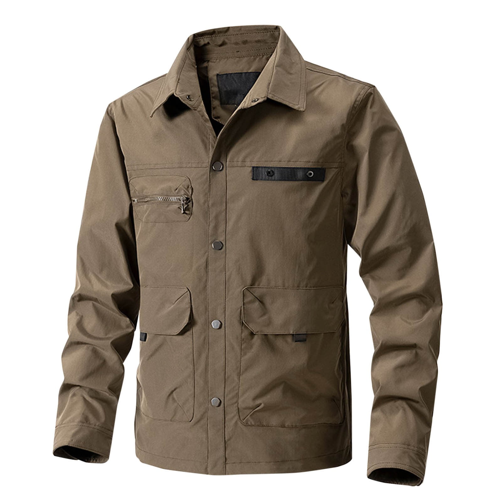 Men's Classic Utility Jacket with Multi Pockets Nylon Cotton Work Cargo ...