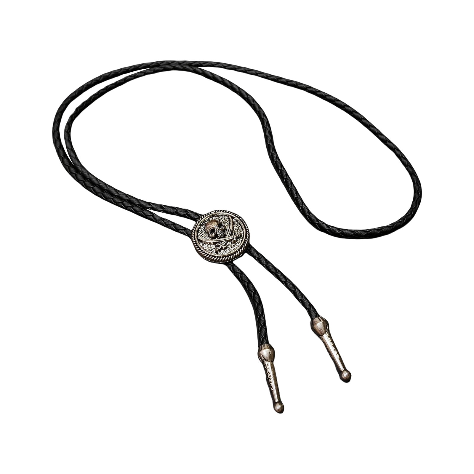 Men's Classical Leather Cord Bolotie with Metal Pendant Western Vintage ...