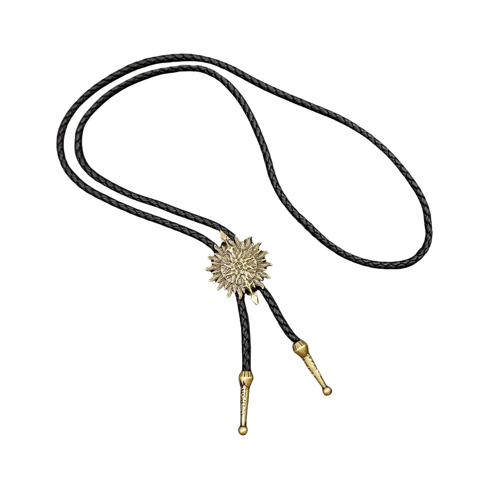 Men's Classical Leather Cord Bolotie with Metal Pendant Western Vintage ...