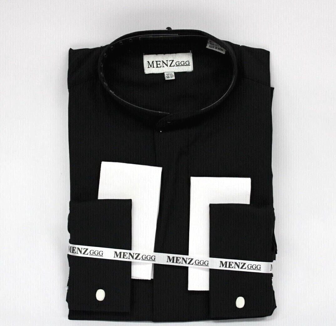 Men's Clergy Roman Full Collar Long Sleeve Black Shirt Pastor Preacher ...