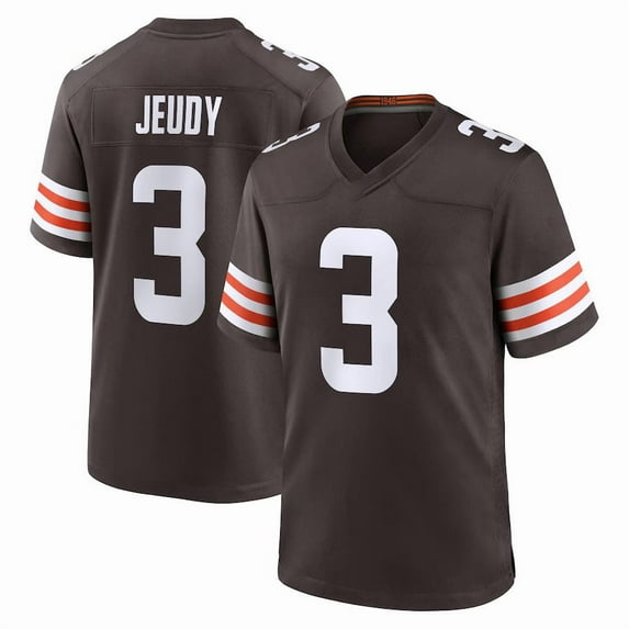 Men's Cleveland Jeudy 3 Brown Sports Player Game Stitched Name Number T ...