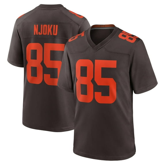 Men's Cleveland Njoku 85 Brown Alternate Sports Player Game Stitched ...
