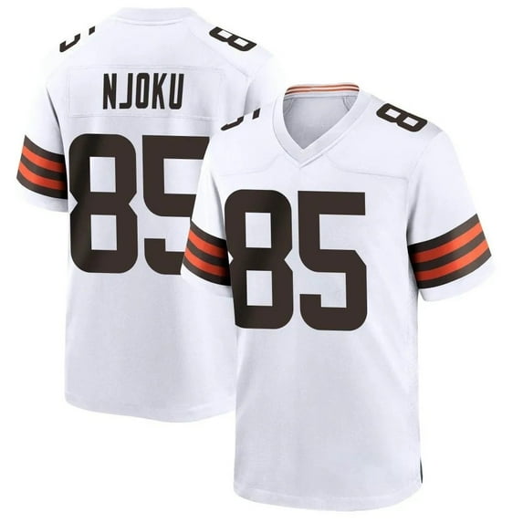 Men's Cleveland Njoku 85 White Sports Player Game Stitched Name Number ...