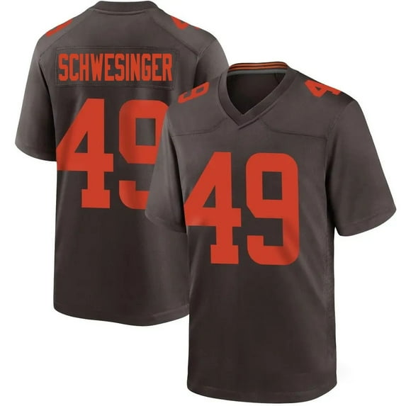 Men's Cleveland Schwesinger 49 Brown Alternate Sports Player Game ...