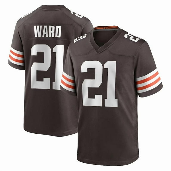Men's Cleveland Ward 21 Brown Sports Player Game Stitched Name Number T ...